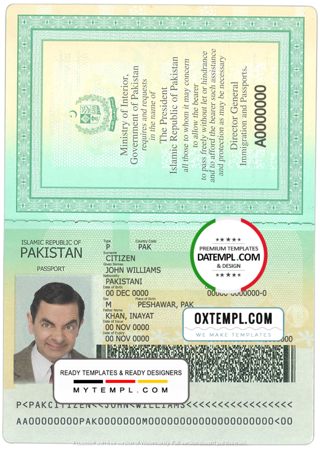 Pakistan passport template in PSD format – GOTEMPL – templates with ...