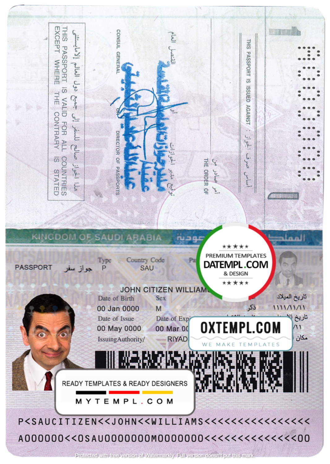 Saudi Arabia passport template in PSD format – GOTEMPL – templates with ...
