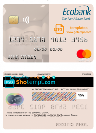 Ghana Ecobank Ghana mastercard template in PSD format – GOTEMPL ...