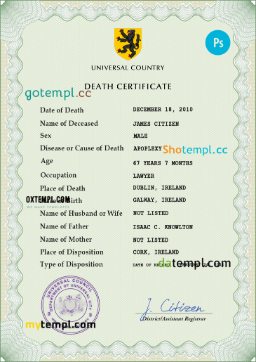 redux vital record death certificate universal PSD template | download at gotempl.pro