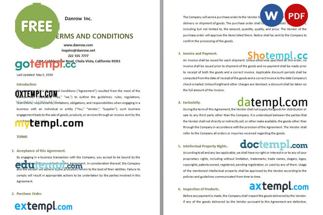 Free Invoice Terms And Conditions template in word and pdf format ...