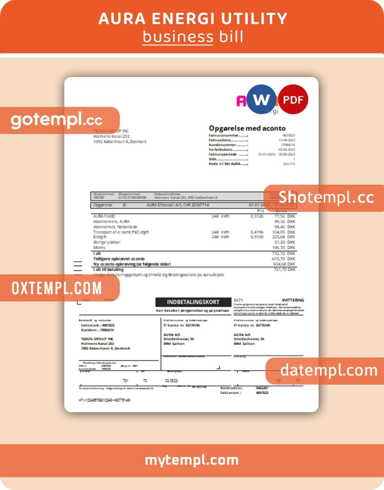 Adani business utility bill, Word and PDF template | download at ...