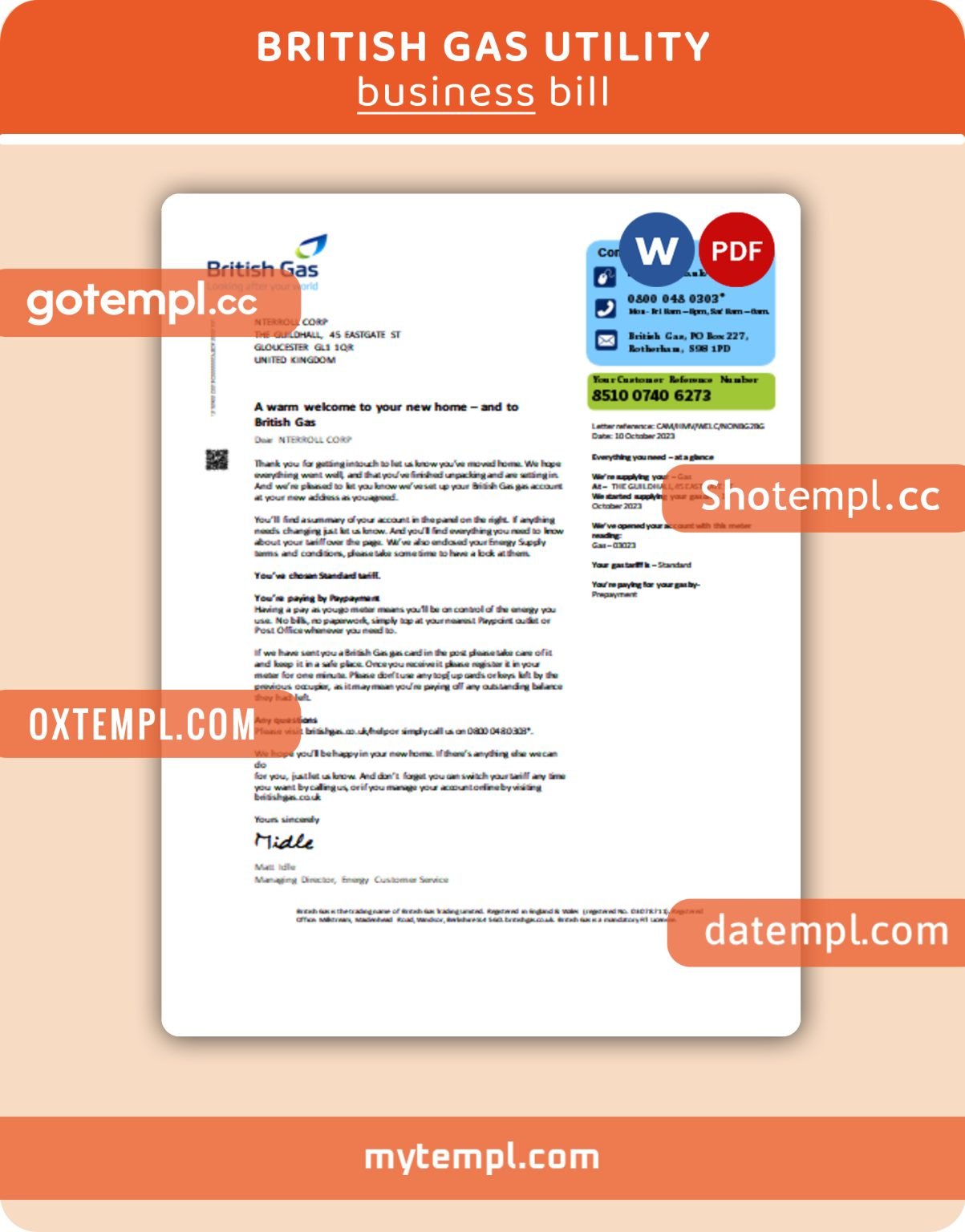 Butan Plin d.o.o. gas utility business bill, Word and PDF template ...