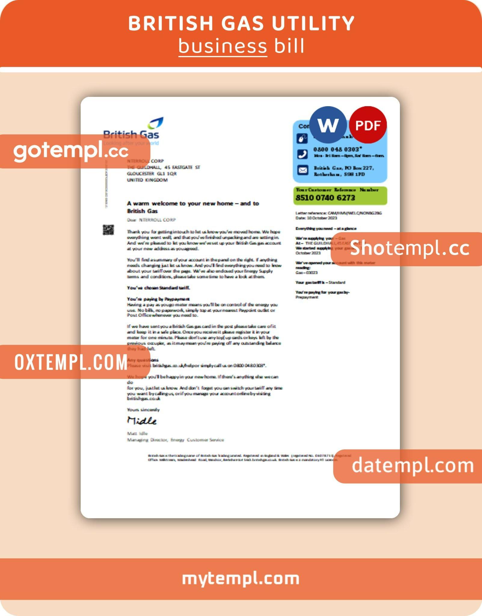 Butan Plin d.o.o. gas utility business bill, Word and PDF template ...