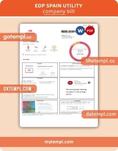 EDP Spain business utility bill, Word and PDF template | download at ...