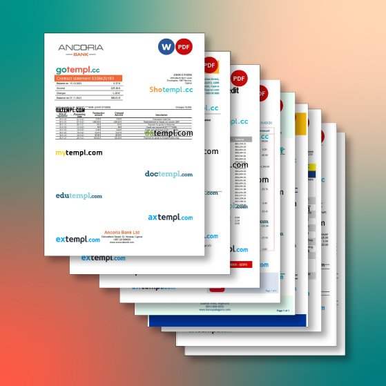 Cyprus bank statement 6 templates in one archive – with takeaway price ...