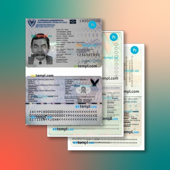 Cyprus identity document 3 templates in one catalogue – with lower ...