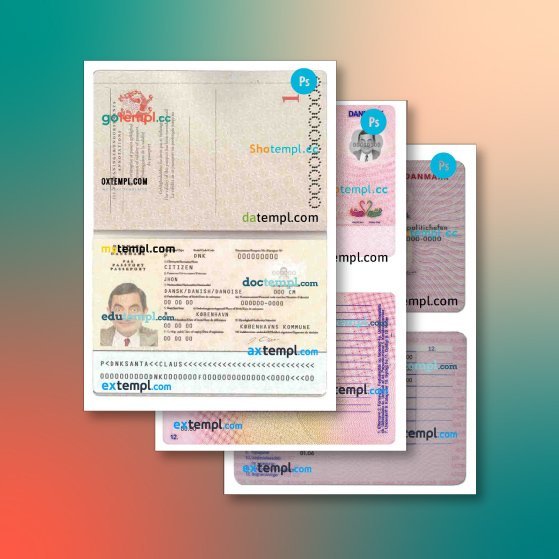 Denmark identity document 3 templates in one catalogue – with lower ...
