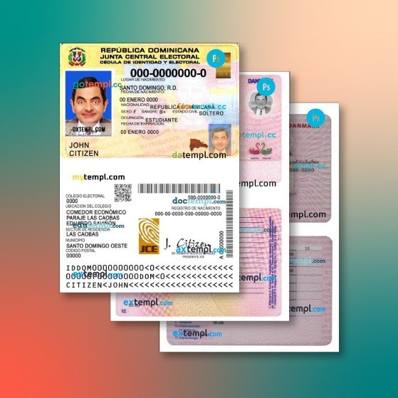 Dominican Republic identity document 3 templates in one catalogue ...