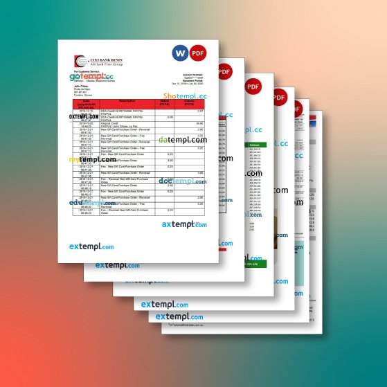 Equatorial Guinea bank statement 6 templates in one archive – with ...