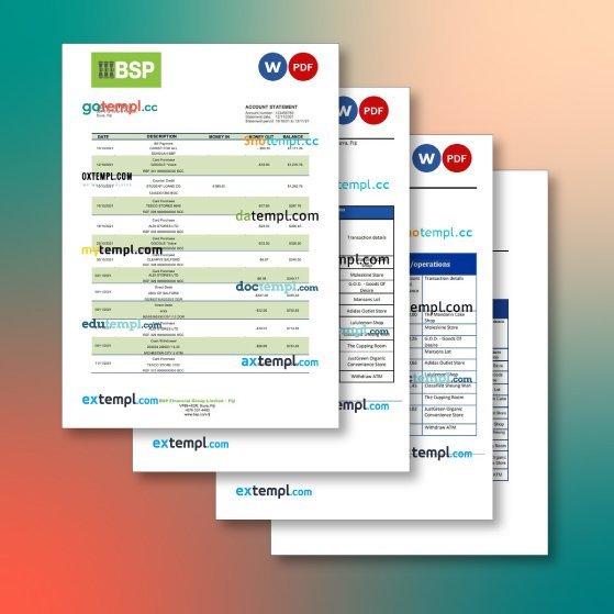 Fiji bank statement 4 templates in one collection – with price cut ...