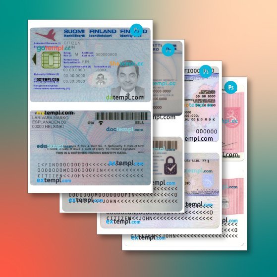 Finland ID card 4 templates in one archive – with takeaway price ...