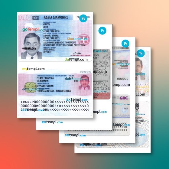 Greece ID card 4 templates in one collection – with price cut ...