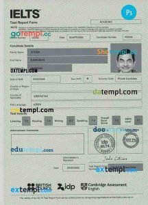 IELTS test report form certificate PSD template, with fonts – GOTEMPL ...