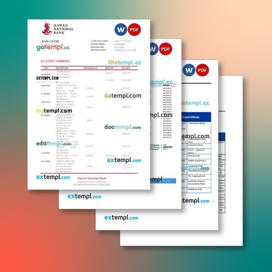 Hawaii bank statement 4 templates in one catalogue – with lower price ...