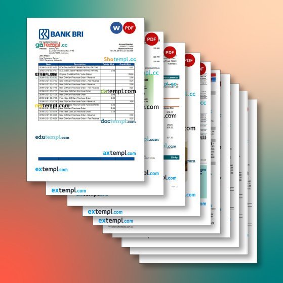 Indonesia bank statement 14 templates in one collection – with price ...