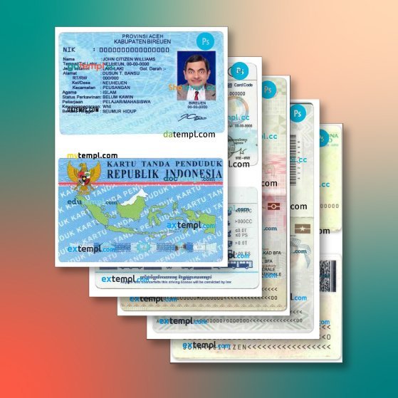 Indonesia identity document 5 templates in one archive – with takeaway ...