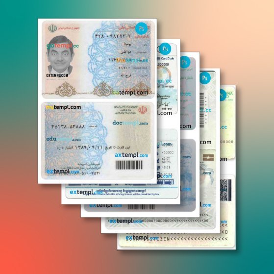 Iran identity document 5 templates in one collection – with price cut ...