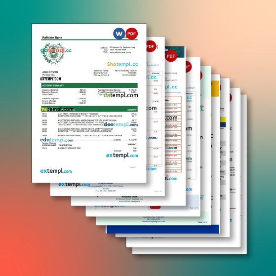 Iraq bank statement 10 templates in one catalogue – with lower price ...