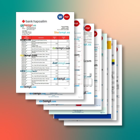 Israel bank statement 8 templates in one archive – with takeaway price ...
