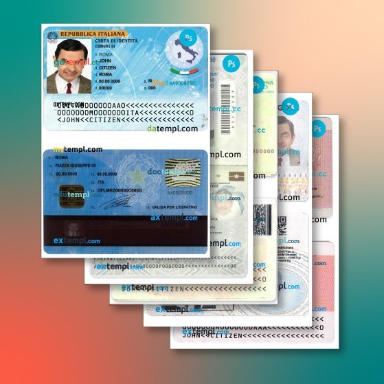 Italy ID card 5 templates in one record – with discount price – GOTEMPL ...