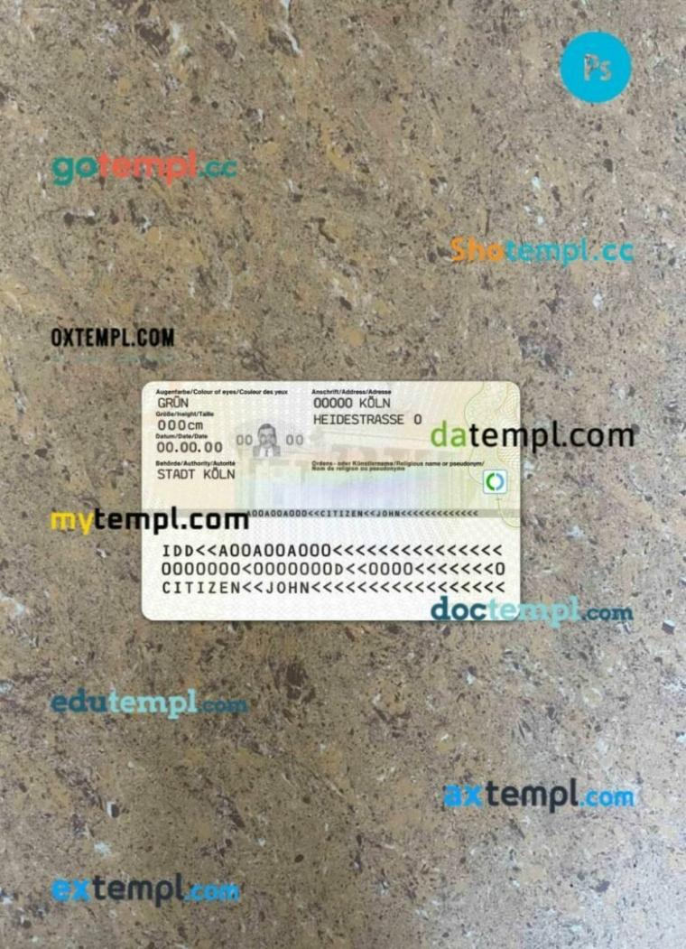 Germany ID card PSD files, scan look and photographed image, 2 in 1 ...