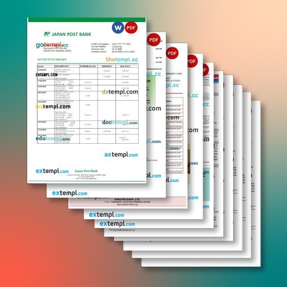 Japan bank statement 12 templates in one collection – with price cut ...