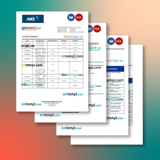 Kiribati bank statement 4 templates in one archive – with takeaway ...