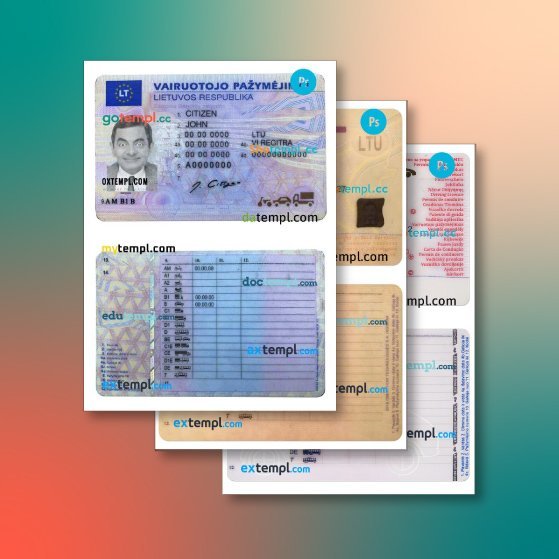 Lithuania driving license 3 templates in one collection – with price ...